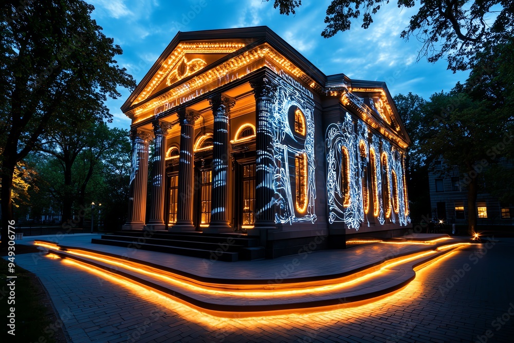 Constitution Day with a patriotic light show, captured in a photo where ...