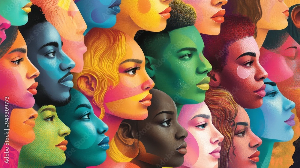 Vibrant and Diverse Portrait of Faces Displaying a Multitude of ...