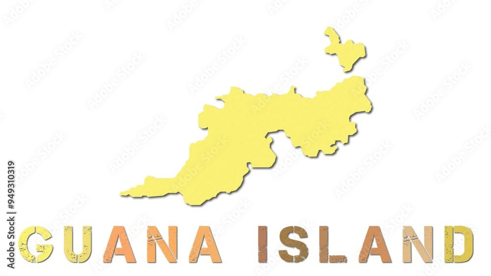 Guana Island map with paper regions. Animated island map growing from ...