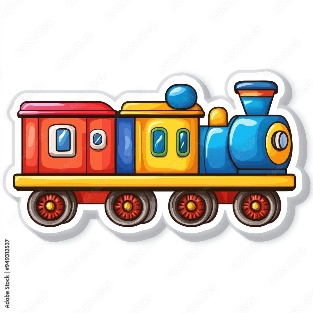 Cartoon Illustration of a Colorful Toy Train with Wheels and Windows ...