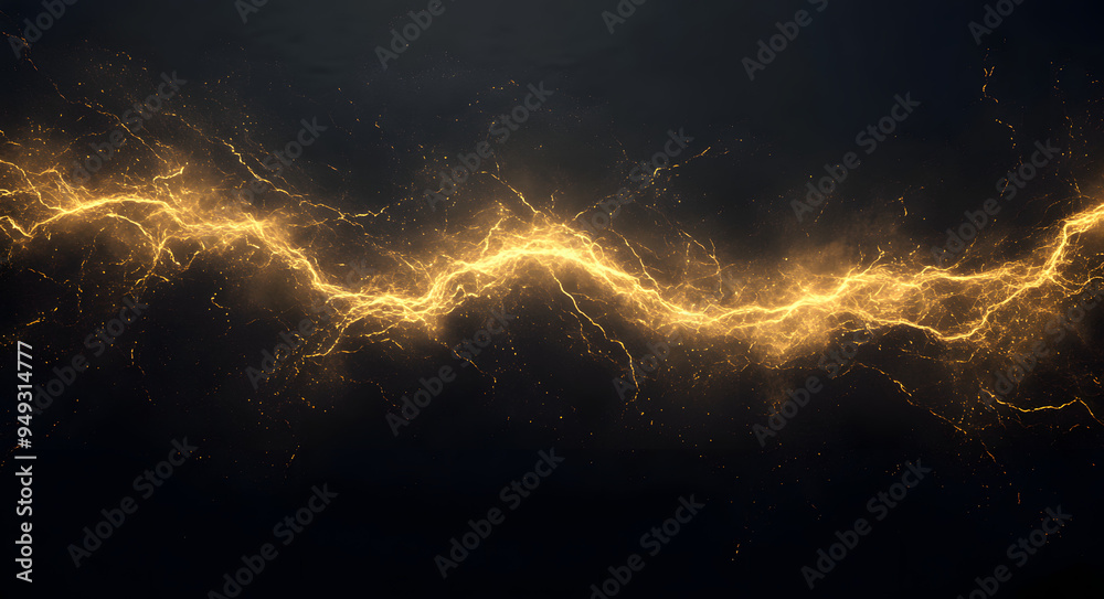 Yellow Lightning Effect on a Black Background, Capturing the Raw Power ...