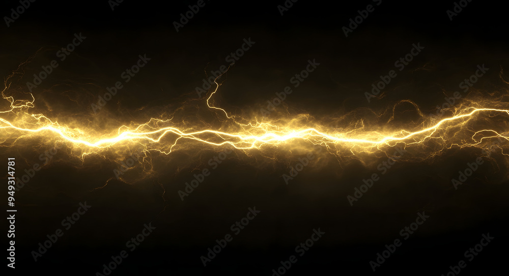 Yellow Lightning Effect on a Black Background, Capturing the Raw Power ...