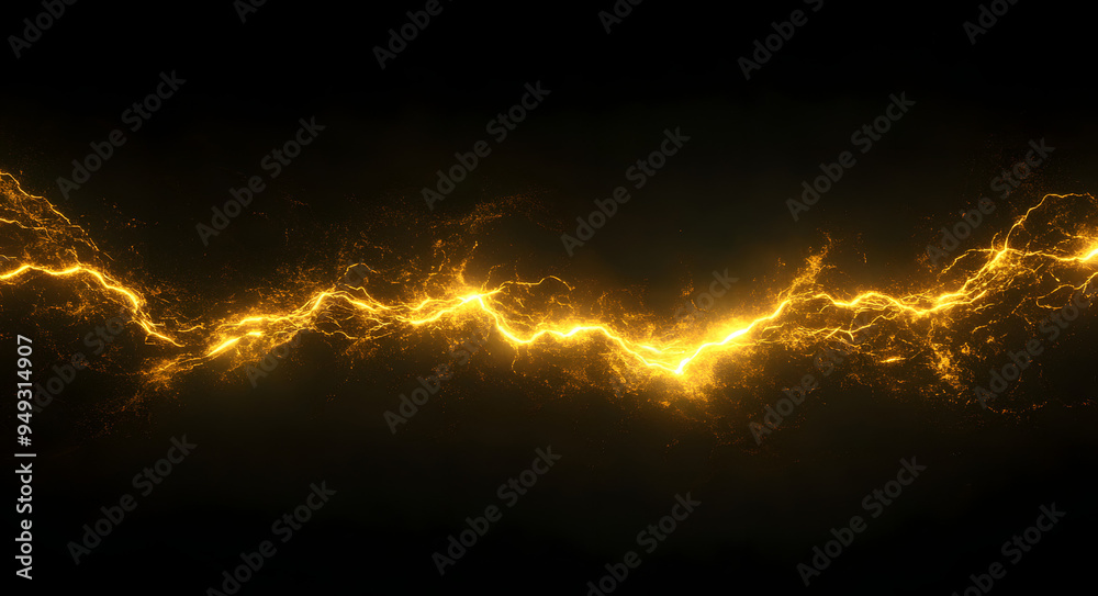 Yellow Lightning Effect on a Black Background, Capturing the Raw Power ...