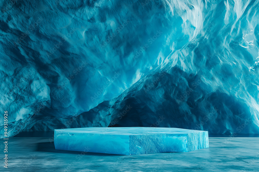 Ice background podium cold winter snow product platform floor frozen ...