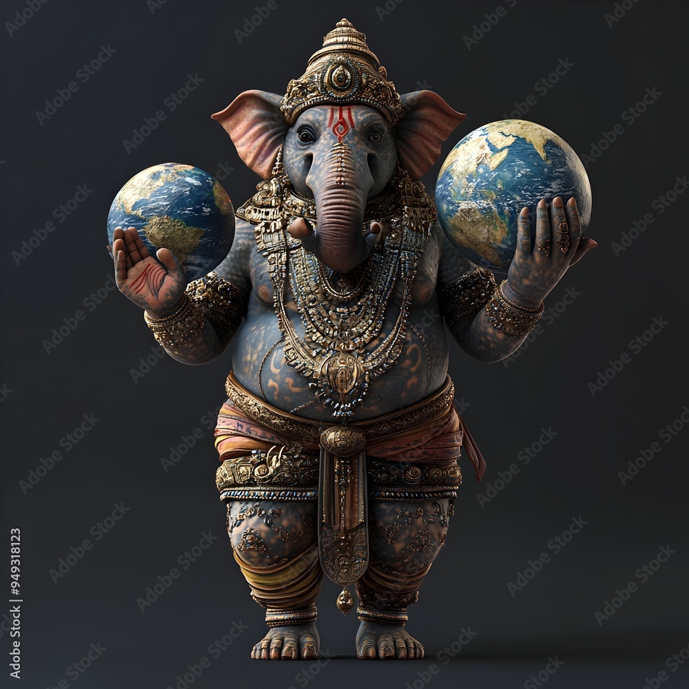 Varaha the Boar Avatar of Vishnu Lifting the Earth in 3D Stock ...