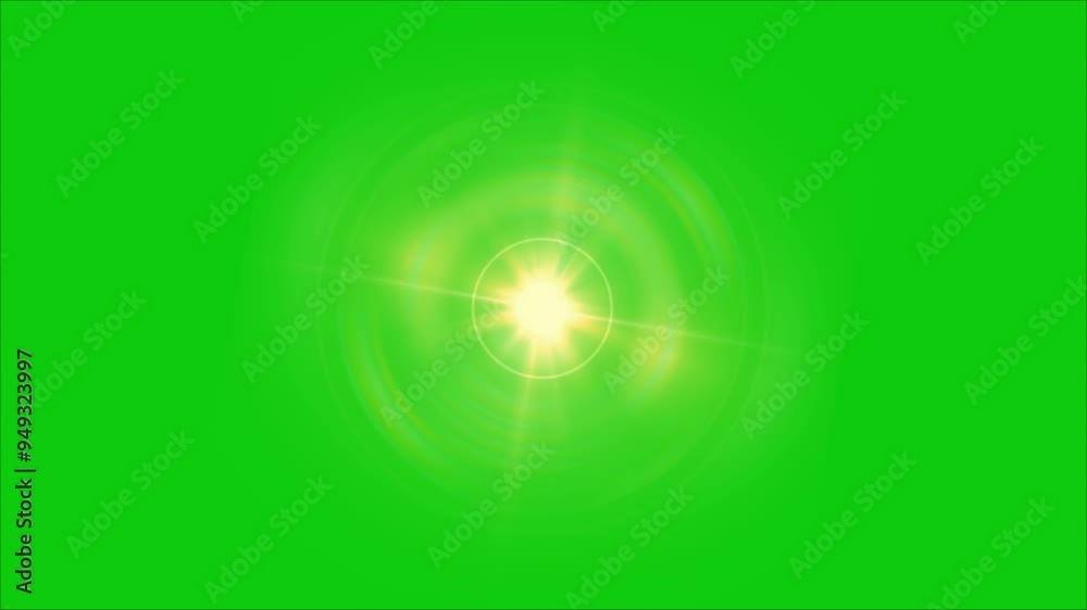 flashlight overlay, flashing light green screen, sunrise isolated on ...