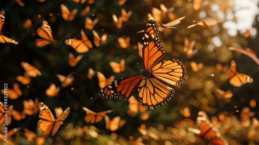 Migrating monarch butterflies blanket a Mexican forest, their orange ...