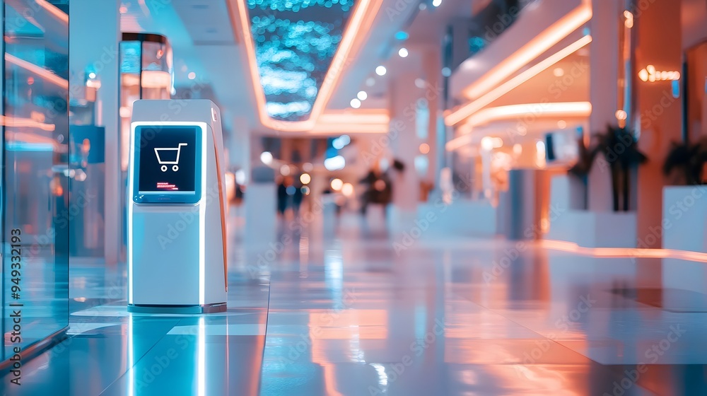 Photograph of a modern and futuristic smart shopping mall featuring ...