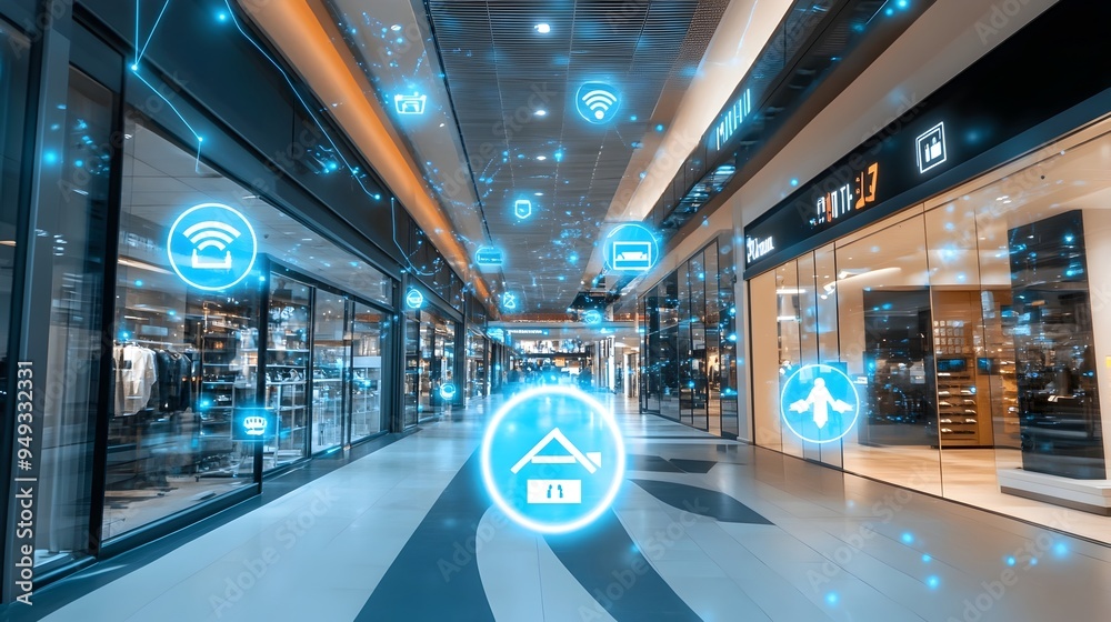 Innovative Photograph Showcasing a Smart Shopping Mall s Advanced IoT ...