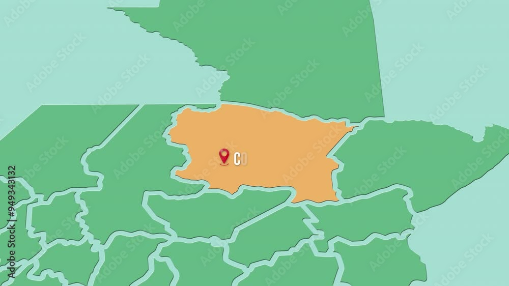 Mapa de Guatemala con división política resaltando el estado Alta ...