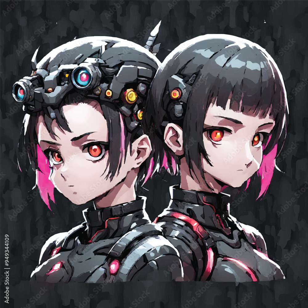 Cyberpunk mascot cartoon character with black background | Cyber Demon ...