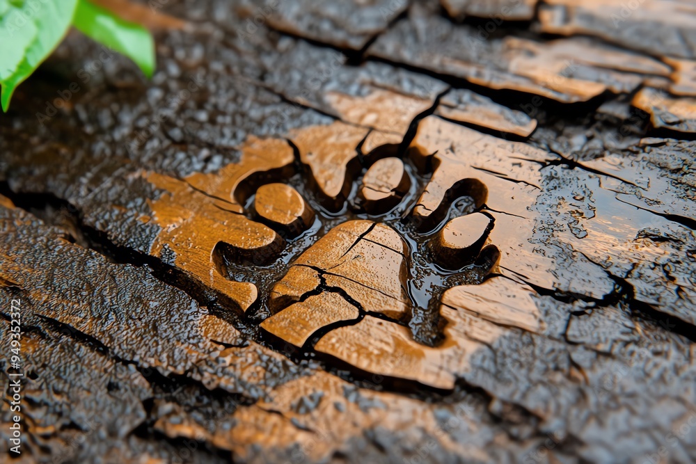 Hunting Forest with a close-up of tracks, depicted in an artwork where ...