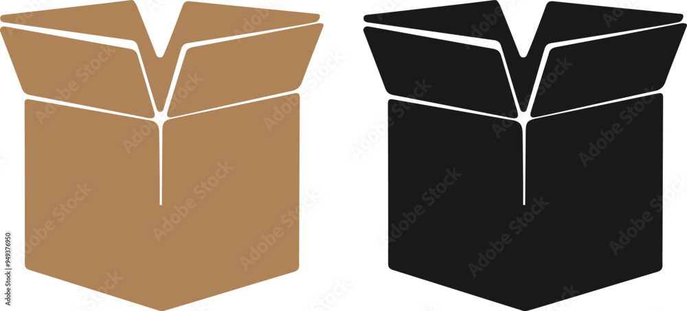 Photo & Art Print Cardboard box silhouette vector illustration isolated ...