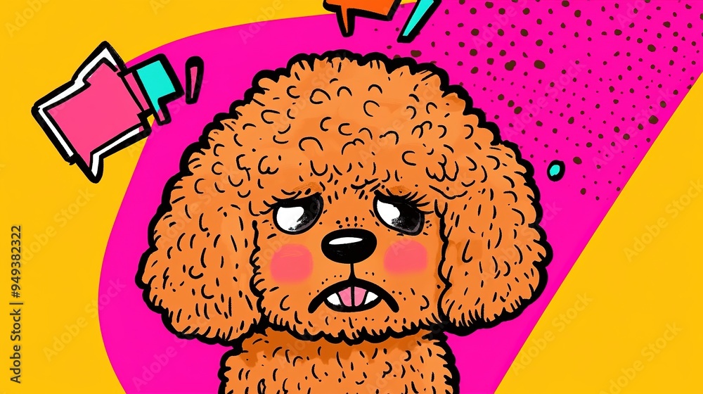 Adorable Doodle of a Fluffy Puppy with a Sad Expression, Designed as ...