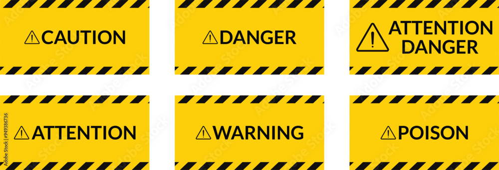 caution attention poison danger warning symbol with exclamation mark ...