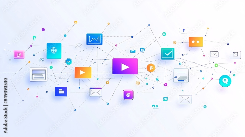 content distribution channels, vector design of various digital ...