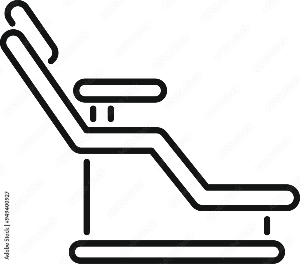 Simple and modern line art icon of a medical examination chair ...