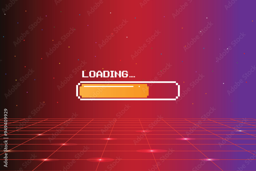 LOADING bar .pixel art .8 bit. retro game. for game assets in vector ...