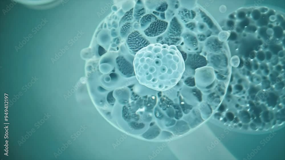 Large cells under a microscope close up zoom biology and science ...