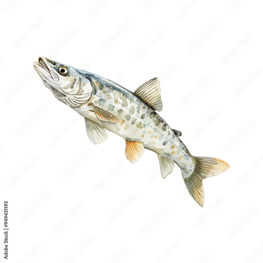 Realistic illustration of a northern pike on a white background ...