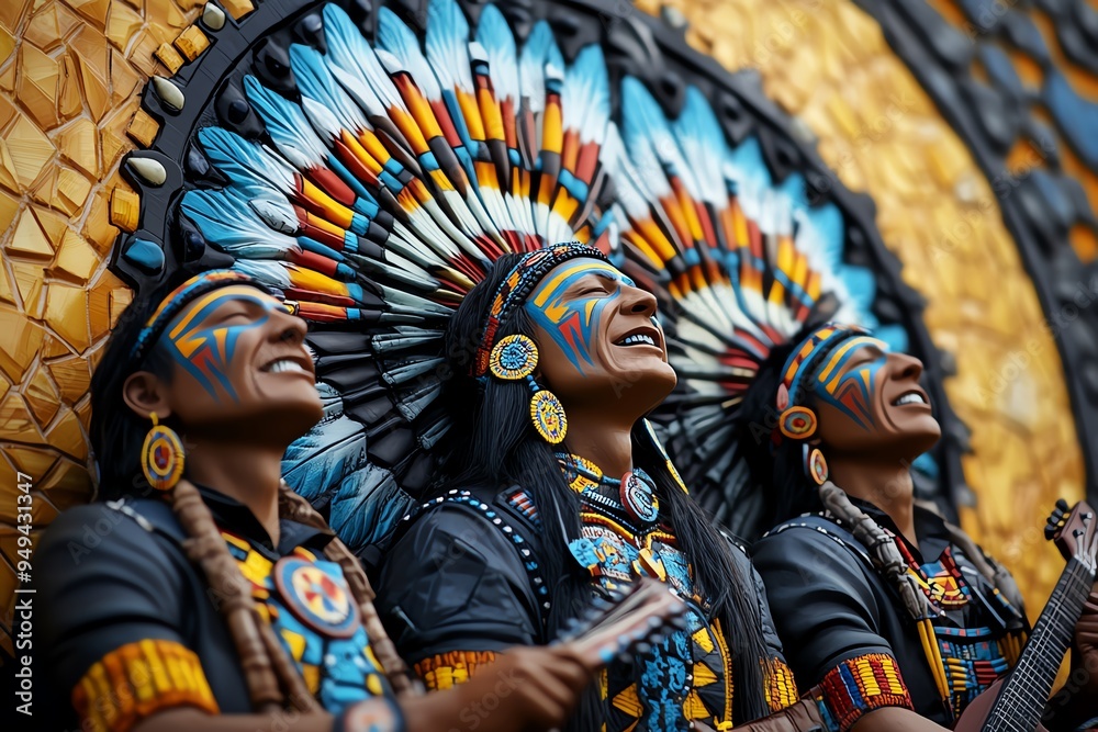 Native American Day with traditional music and instruments, depicted in ...