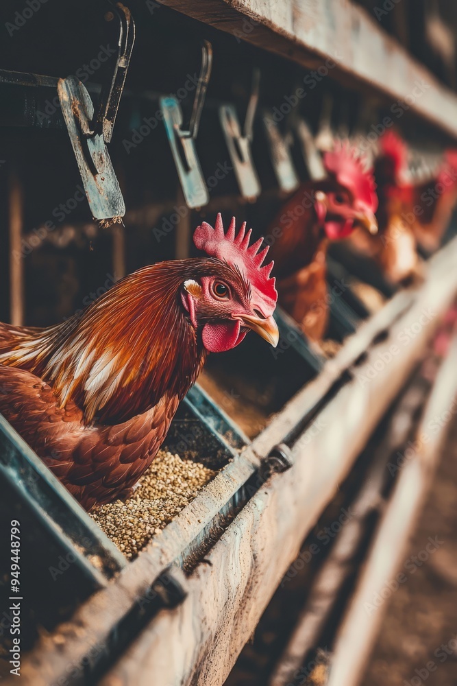Poultry farm with automated feeders providing consistent feed to ...