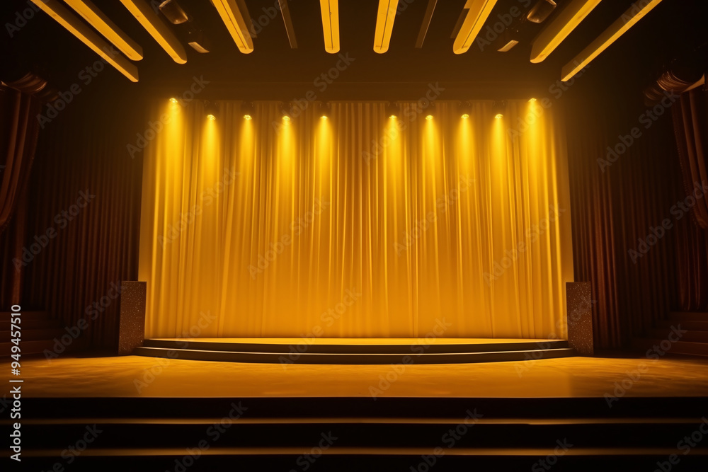 Entertainment show stage with spotlight lighting. Dramatic performance ...