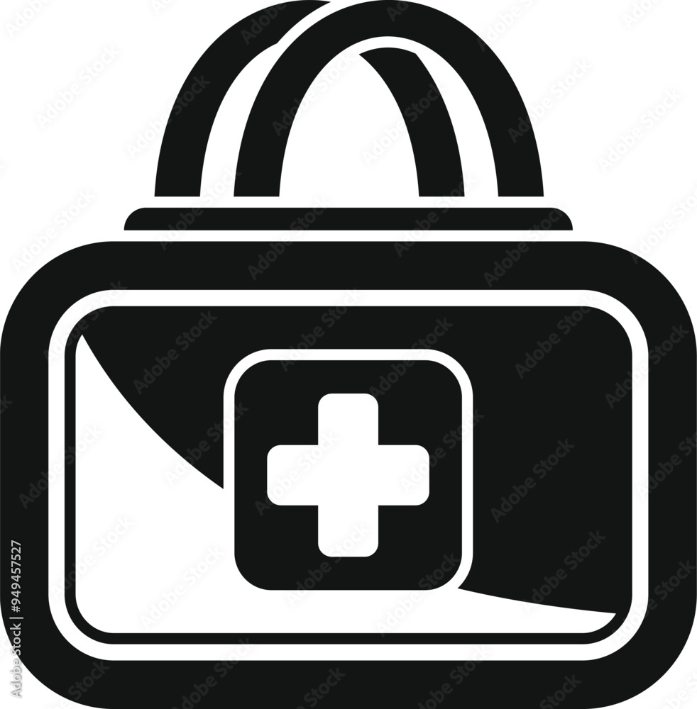 This simple vector icon represents a first aid kit, essential for ...
