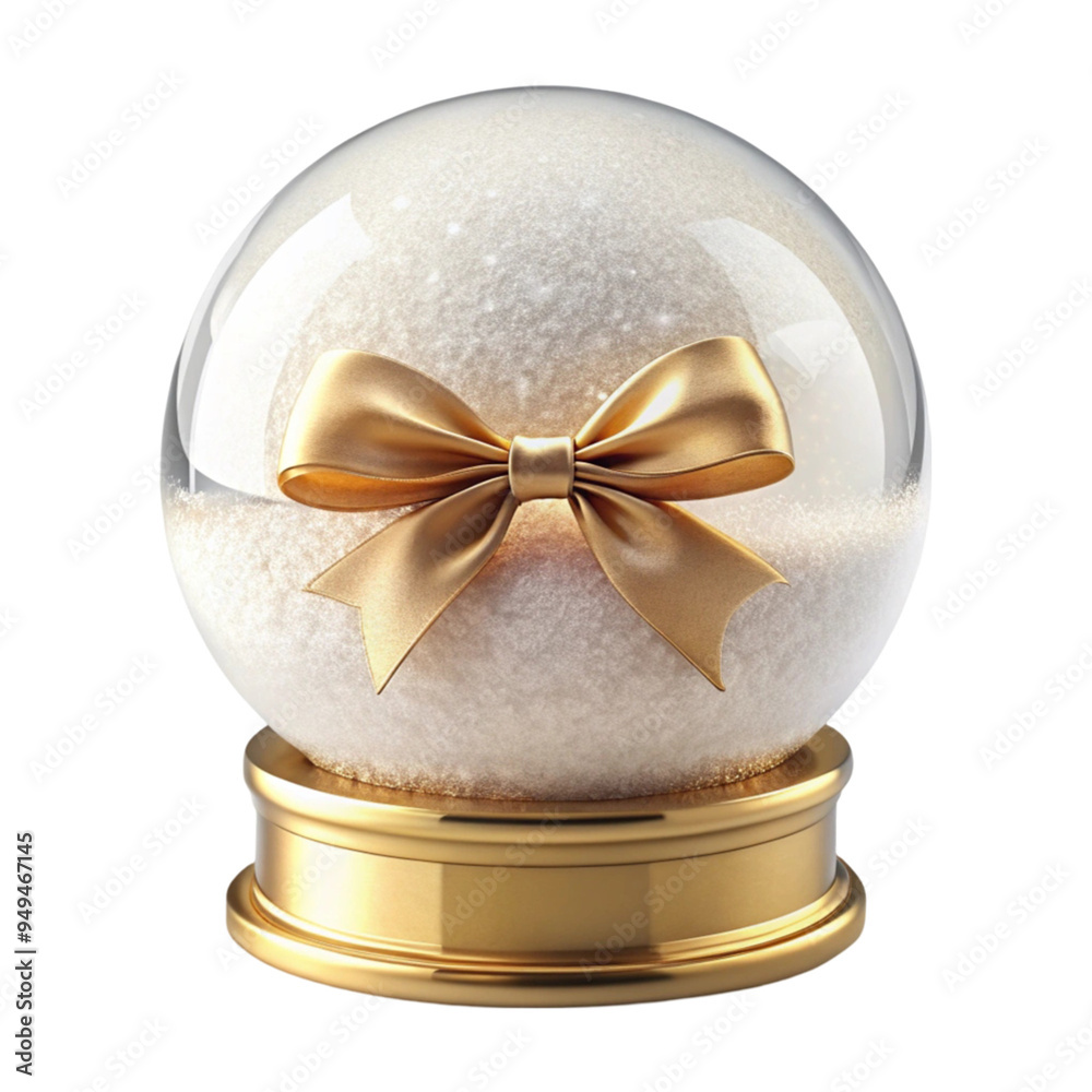 Classic snowball image with gold base and ribbon isolated on ...