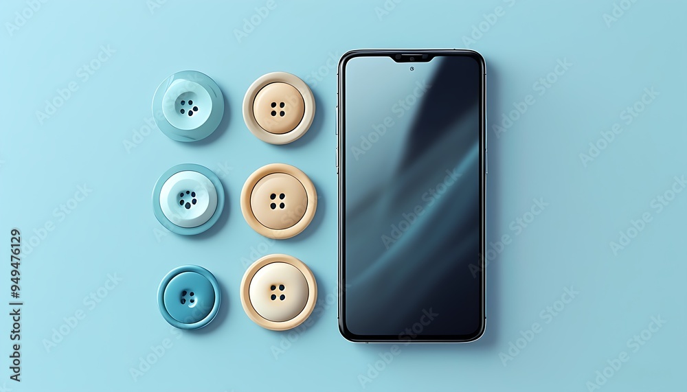 A modern smartphone is displayed side by side with several minimalist ...