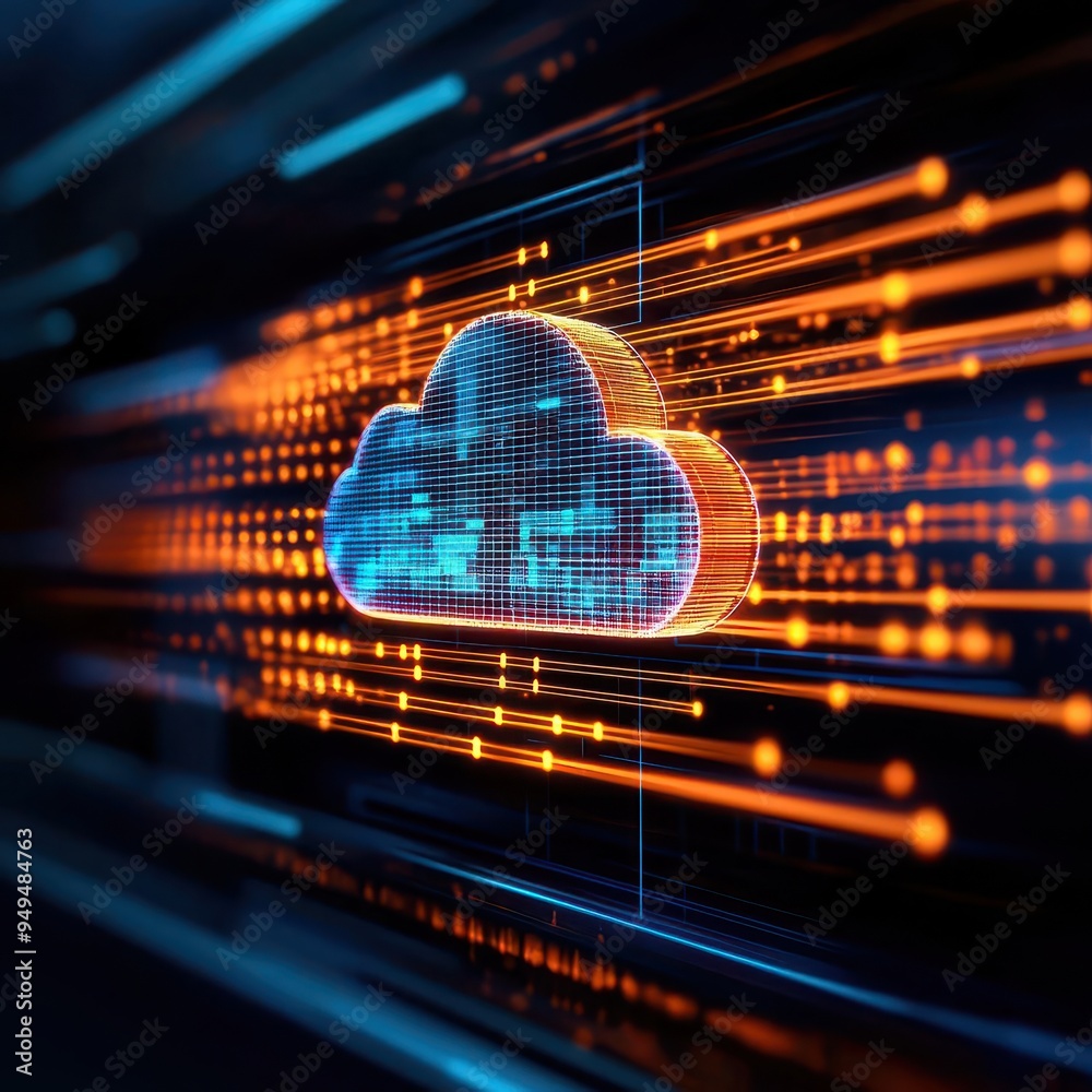 Abstract data grid merging into a centralized cloud hub, cloud computing, data centralization ...