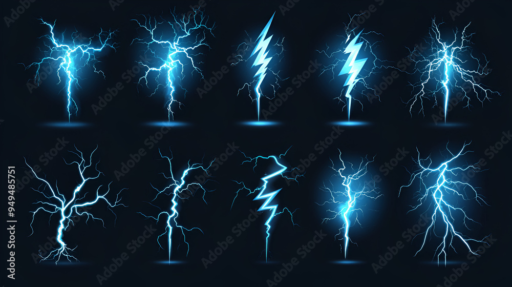 Cartoon lightning animation Animated frames of electric strike magic ...