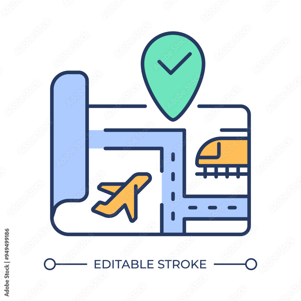 Transport link RGB color icon. Transportation connectivity. Logistics ...