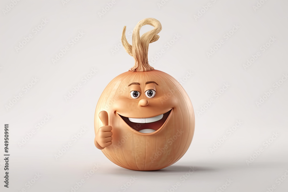 Smiling Onion 3D Character Giving Thumbs Up Gesture Playful and ...