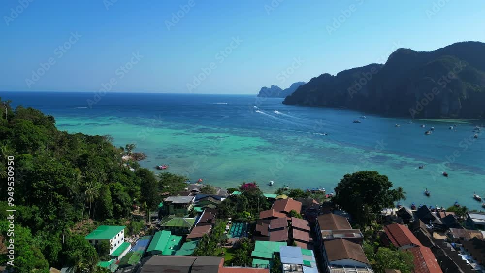 Koh Phi phi island tonsai village in thailand is shown with hotels and ...