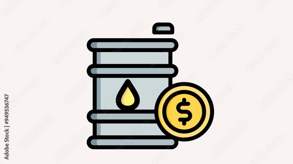 Animated oil barrel showing economic impact with dollar sign coin ...