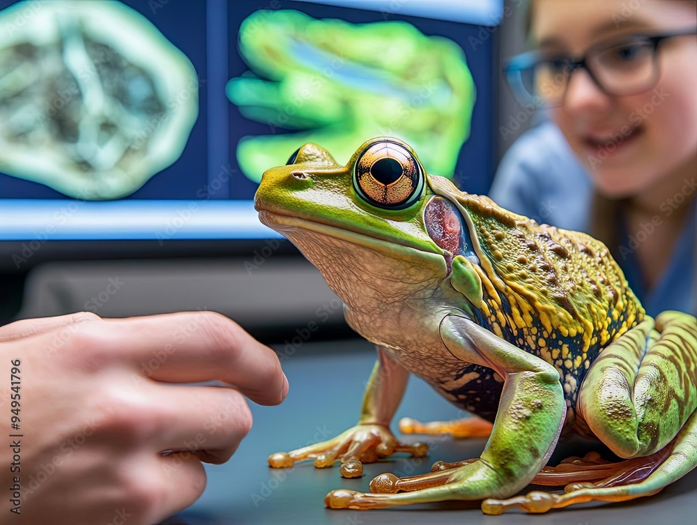 Teacher guiding students through a digital dissection of a virtual frog ...