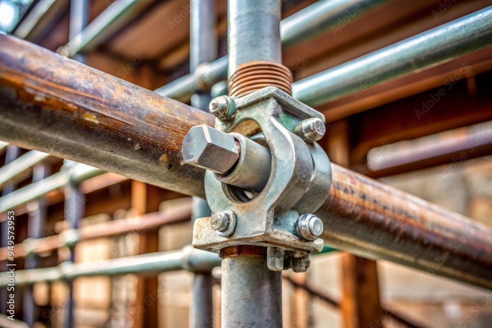 a photo image of a metal construction clamp with a rugged texture ...