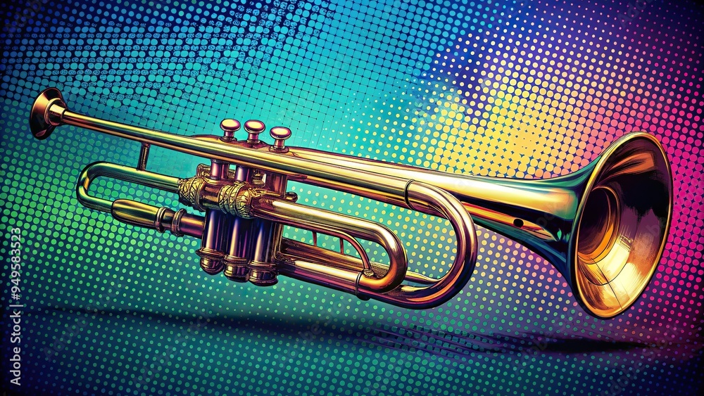 A vibrant and dynamic jazz-themed image featuring a fisheye view of a ...