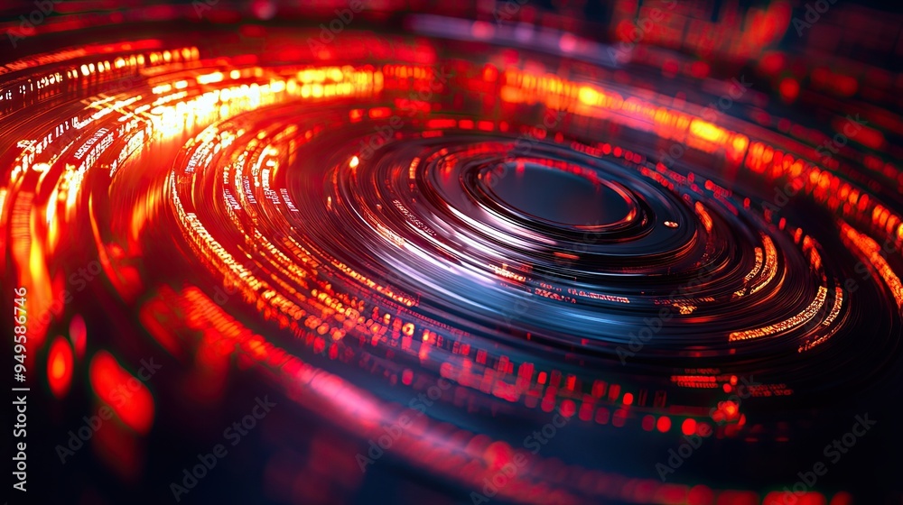 A digitally manipulated abstract image of a computer's hard drive, with ...