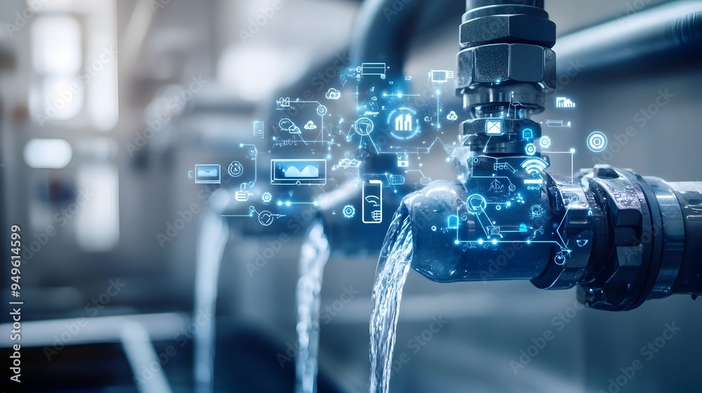 Photograph of a smart water management system that integrates Internet ...