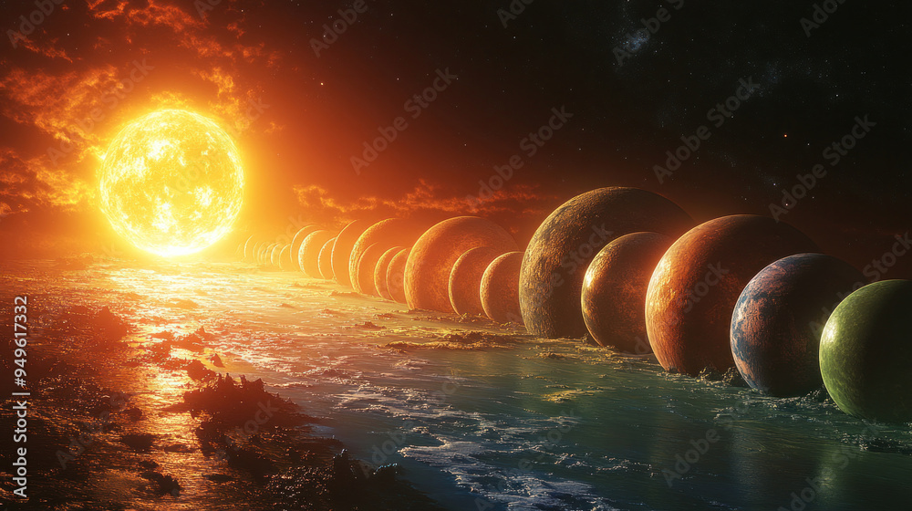 An image of multiple planets in alignment, highlighting the diversity ...