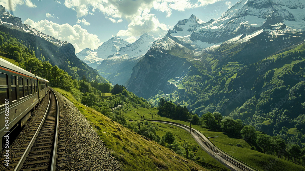 Majestic Alpine Train Journey: Exploring the Swiss Alps Stock ...