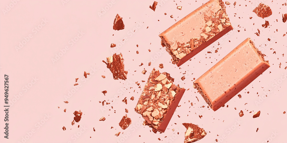 Protein bar broken into pieces, revealing dense interior Stock ...