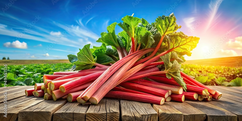 9. A rustic, wooden farm stand overflowing with fresh, candy pink ...