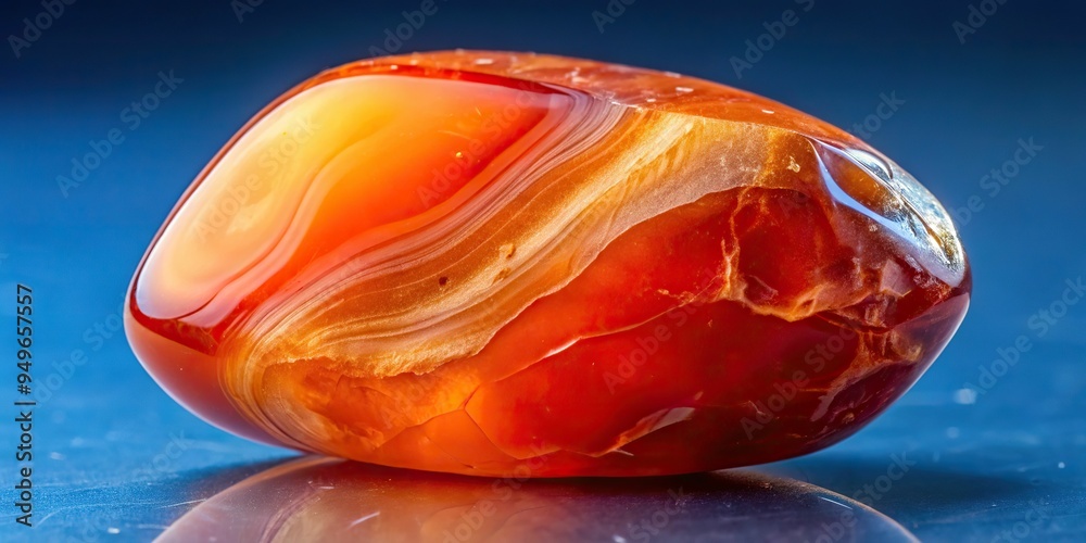 9. A carnelian stone, partially polished, reveals its natural, rugged ...