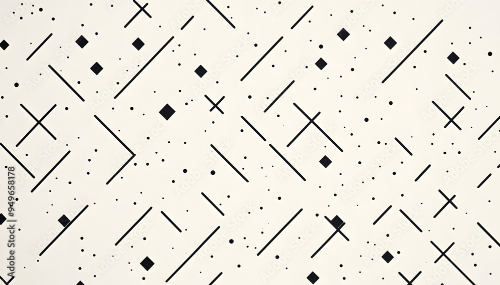 Repeating patterns of small, simple shapes like dots, crosses, or lines ...