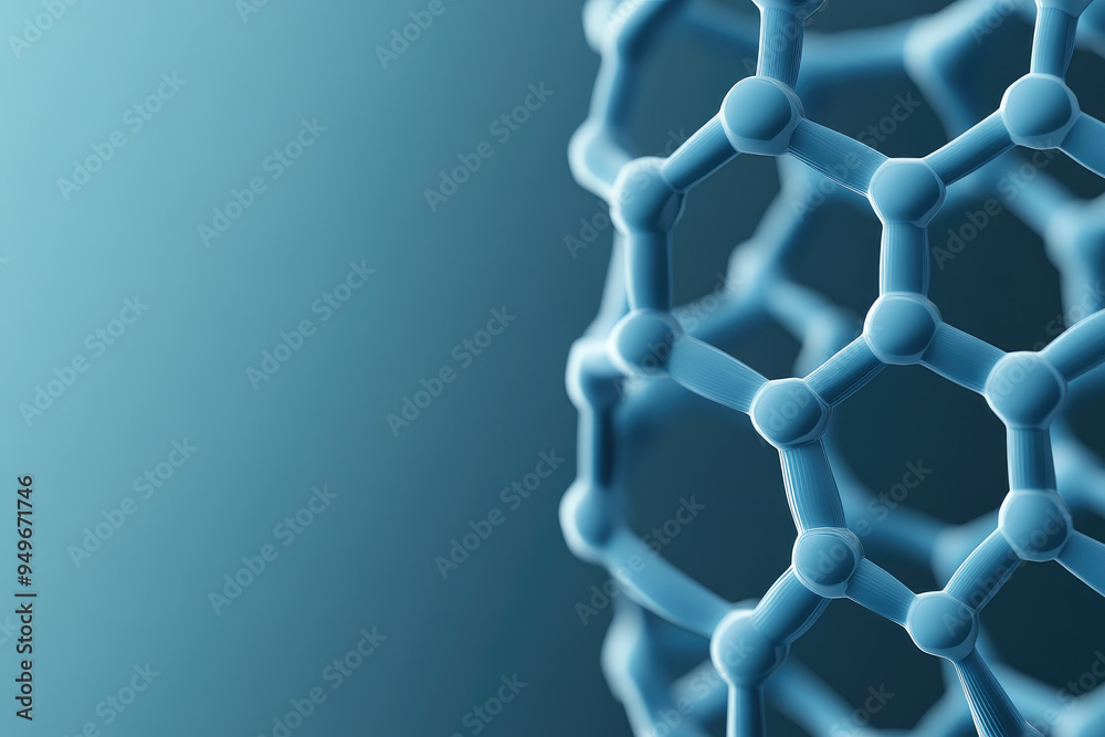 Molecular Structure Visualization, intricate blue network of ...