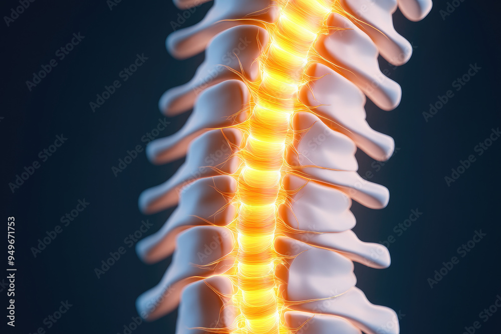 Luminescent Human Spine, an intricate depiction of the spinal column ...