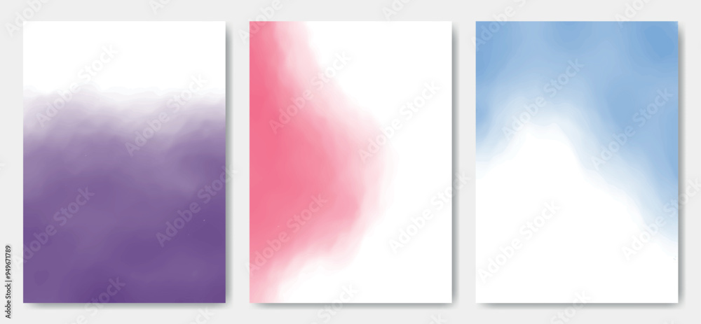 Colourful artistic rainbow watercolor backgrounds template set for ...